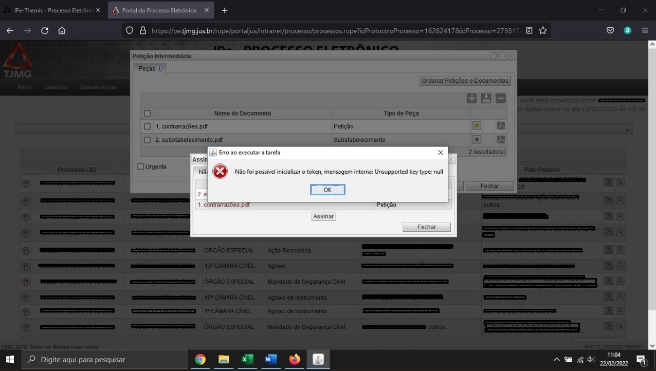 Como Resolver "Initialization failed" ou "Não foi possível inicializar o token, mensagem interna ...