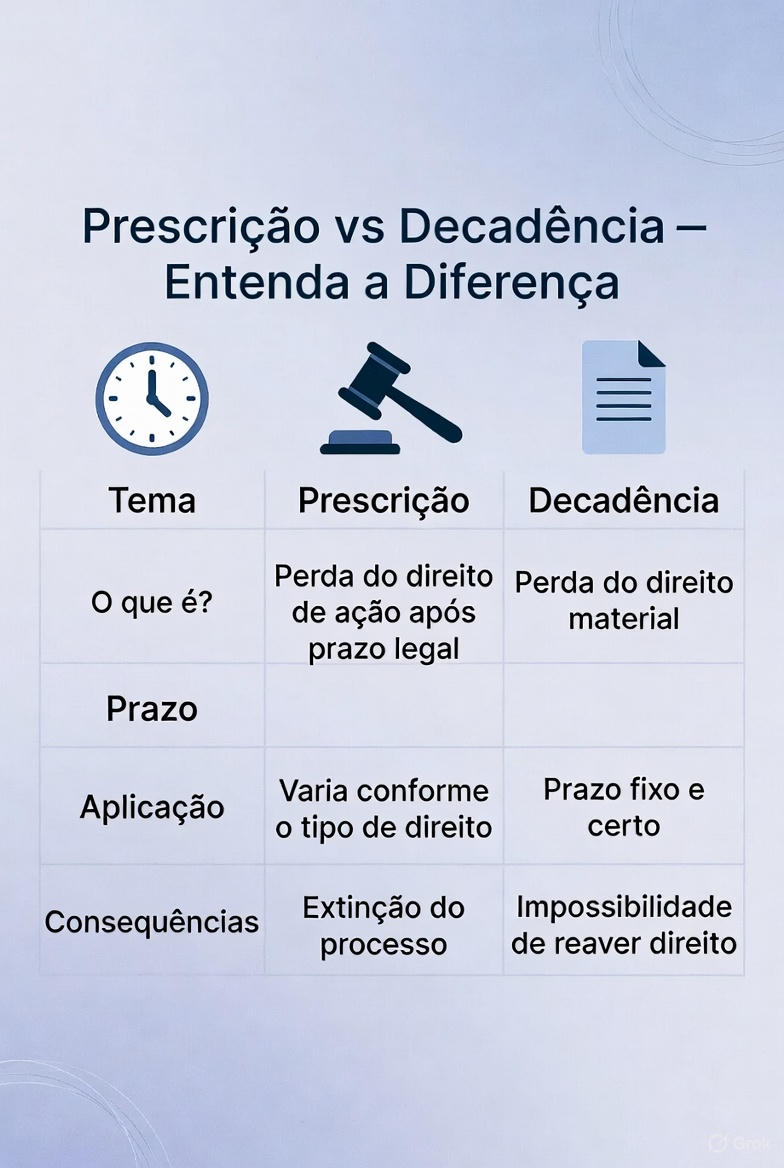 🕒 Prescrição x Decadência: Qual a diferença? Explicação simples e com ...