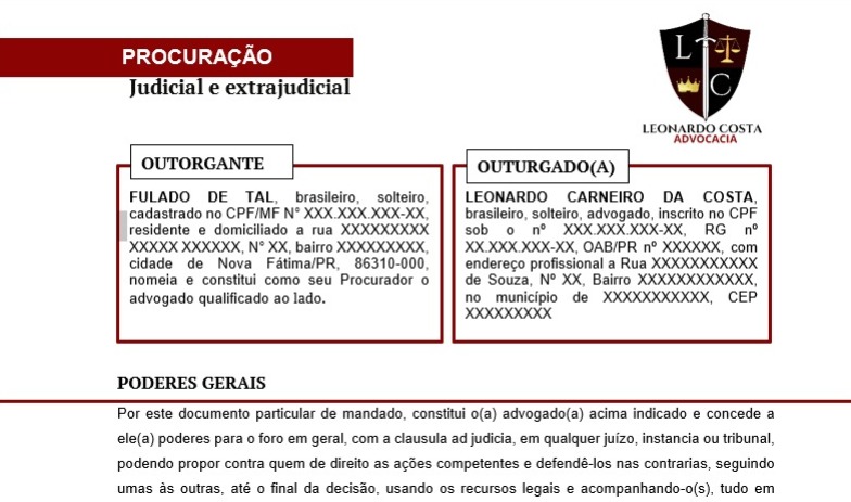 Modelo de Procuração judicial e extrajudicial | Jusbrasil